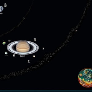 Borderless Sol System Chart Infographic Wall Art Print, High-quality ...