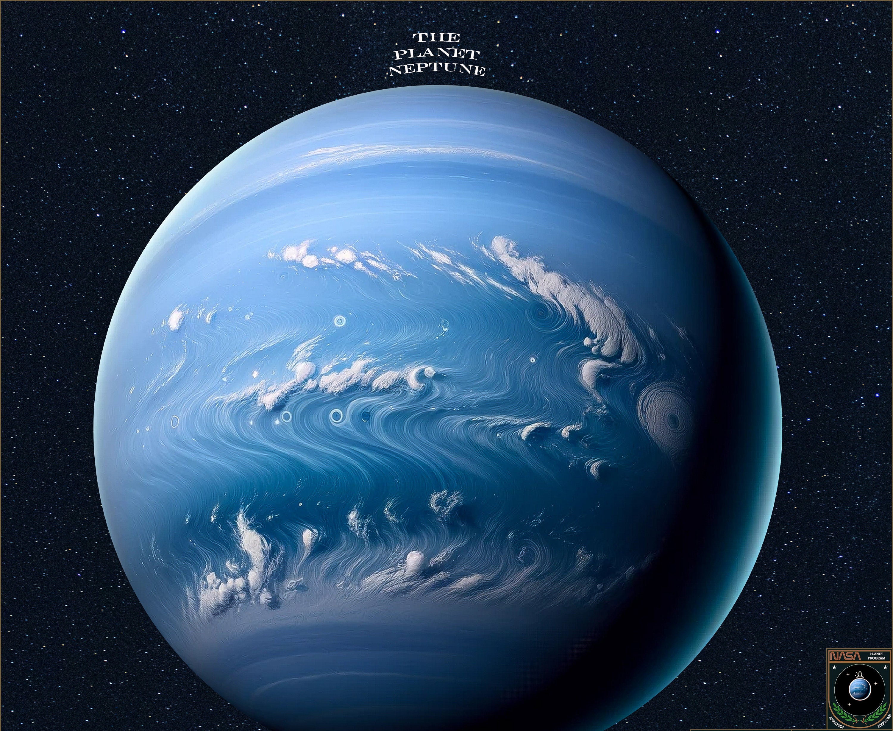Planet Neptune Infographic Poster. Sci-fi Wall Art Print, High-quality ...