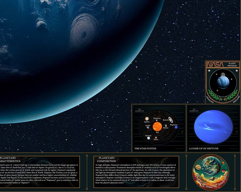 Planet Neptune Infographic Poster. Sci-fi Wall Art Print, High-quality ...