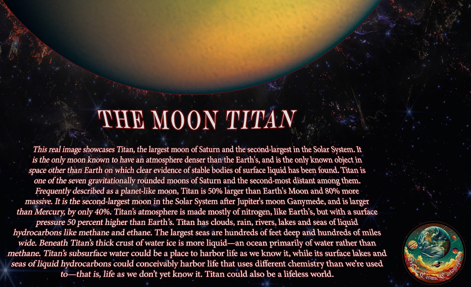 Titan Moon Poster (outer Space Giclée Fine Print) Nasa-inspired Office ...