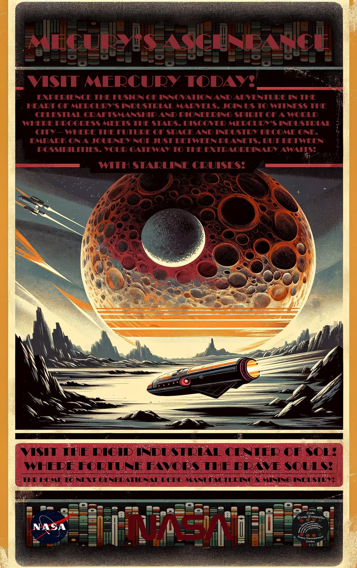 Mercury Retro Travel Poster. Sci-fi NASA Punk Printable Wall Art Decor ...