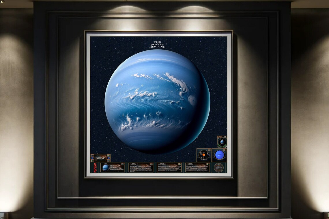 Planet Neptune Infographic Poster. Sci-fi Wall Art Print, High-quality ...