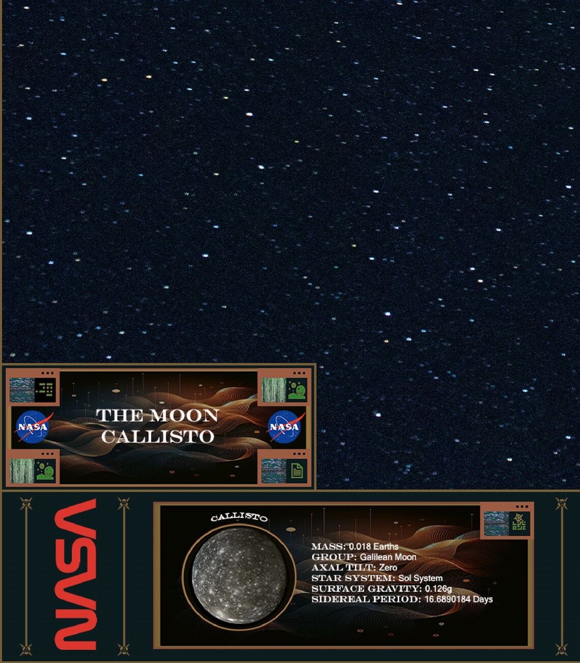 Callisto, Jupiter's Moon Infographic Poster. Sci-fi Wall Art Print ...