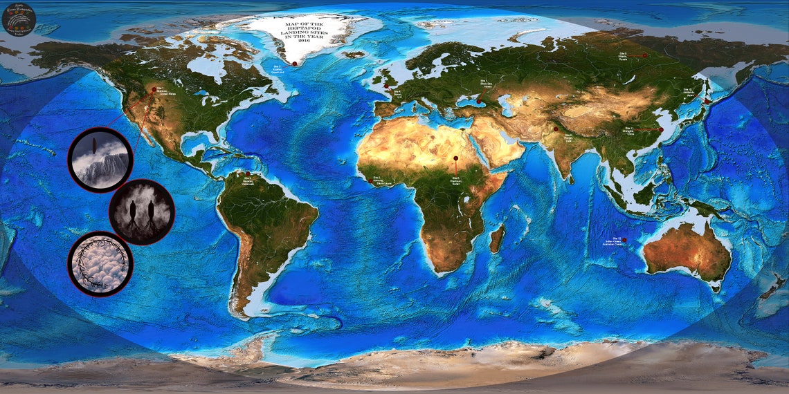 The Film Arrival: Map of Heptapod Alien Landing Sites. Digital Computer ...