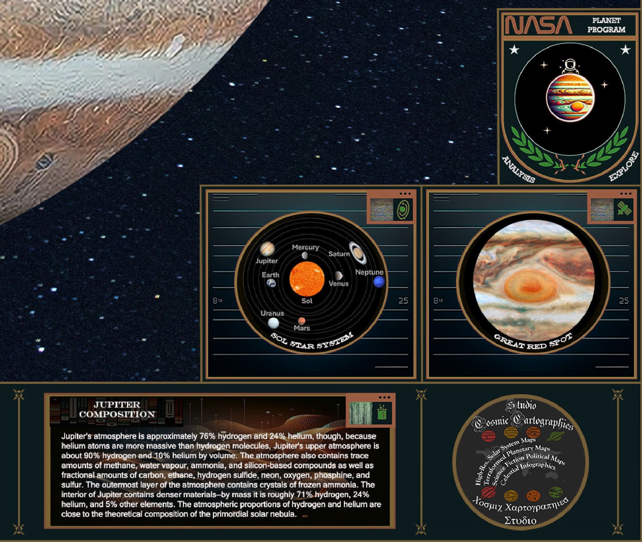 Planet Jupiter Infographic Poster. Sci-fi Wall Art Print, High-quality ...