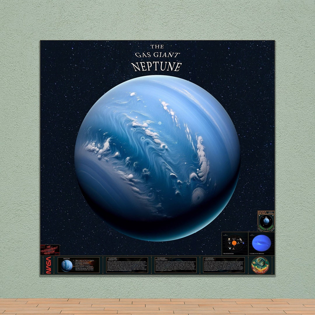 Planet Neptune Infographic Poster. Sci-fi Wall Art Print, High-quality ...