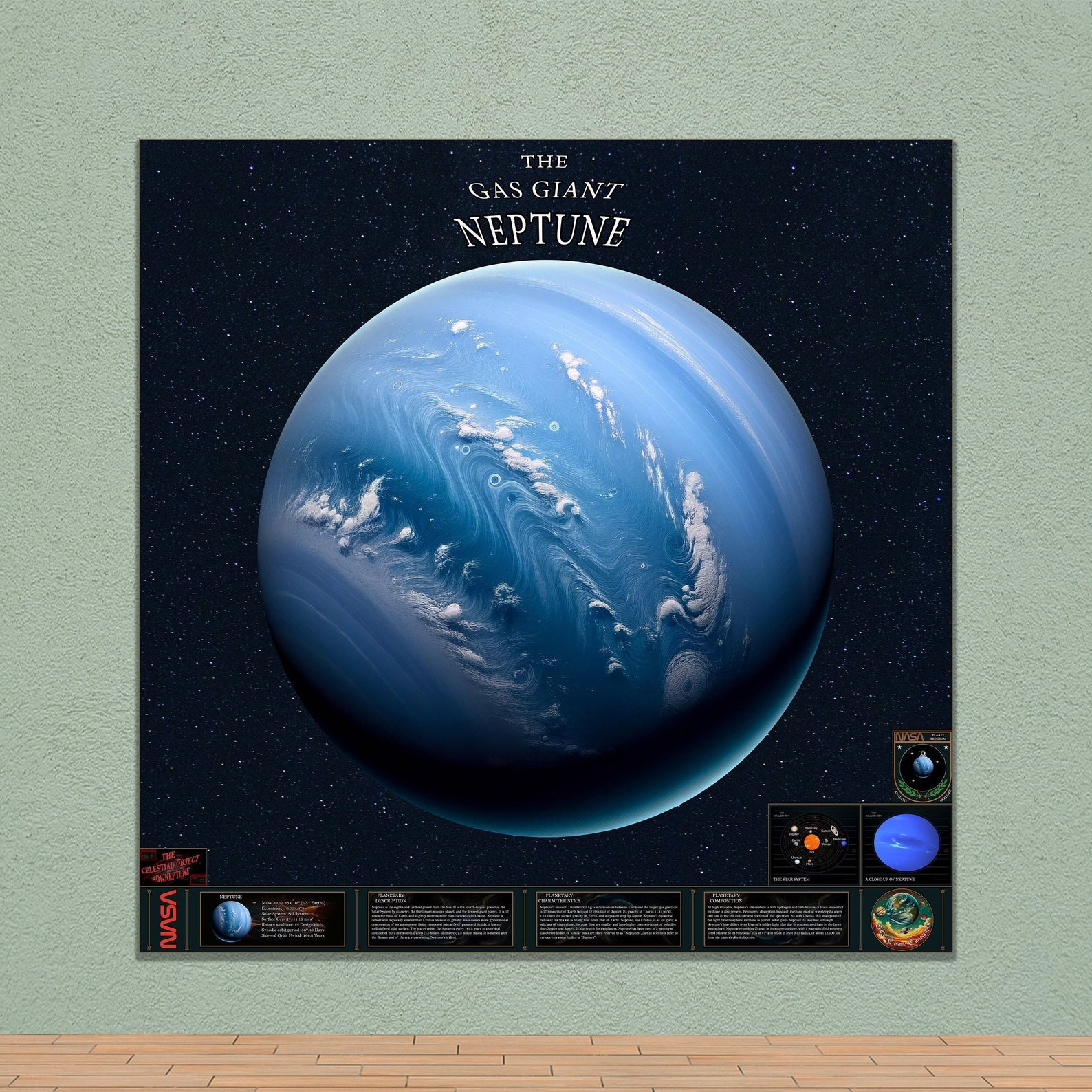 Planet Neptune Infographic Poster. Sci-fi Wall Art Print, High-quality ...