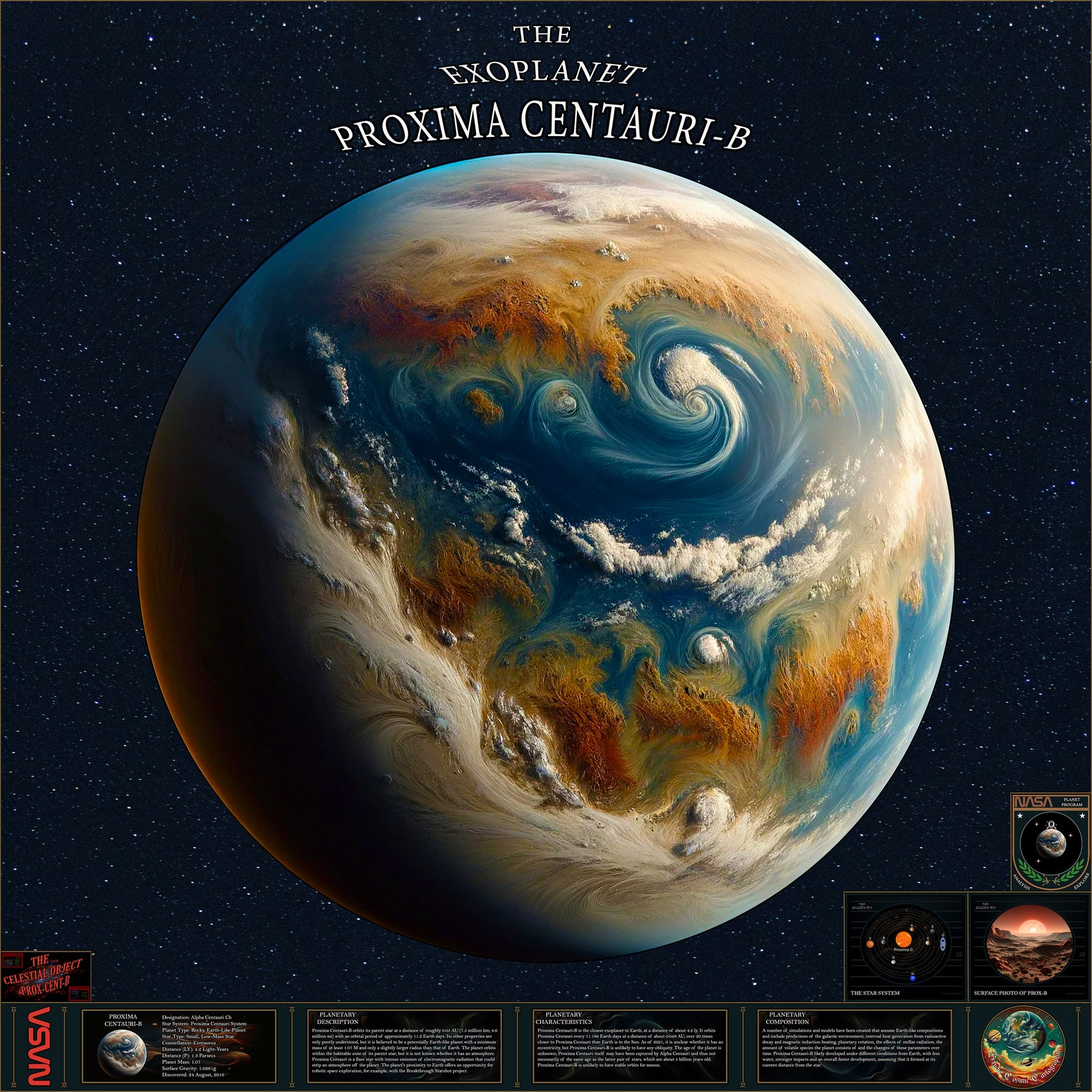 Proxima Centauri B Exoplanet Infographic Poster. Sci-fi Wall Art Print, High-quality NASA ...