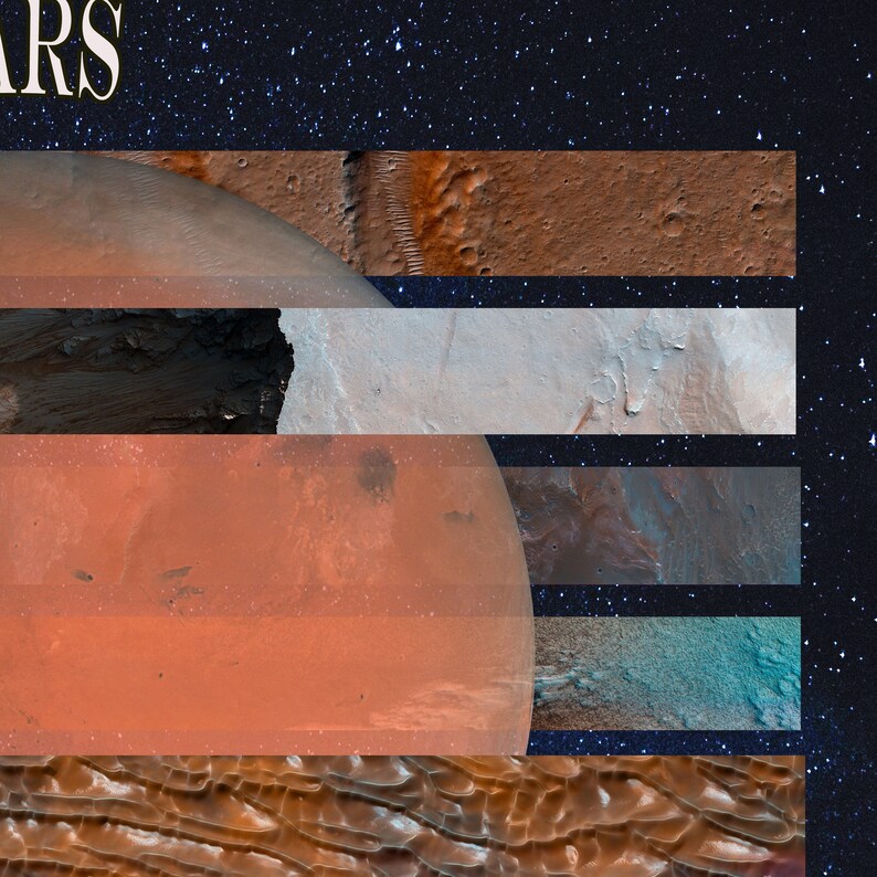 Layers of Mars Topographical Print: NASA Martian Planet Chart (digital ...