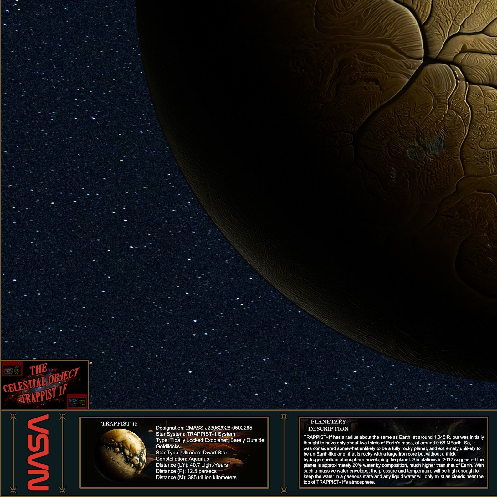 Trappist-1f Exoplanet Infographic Poster. Sci-fi Wall Art Print, High ...