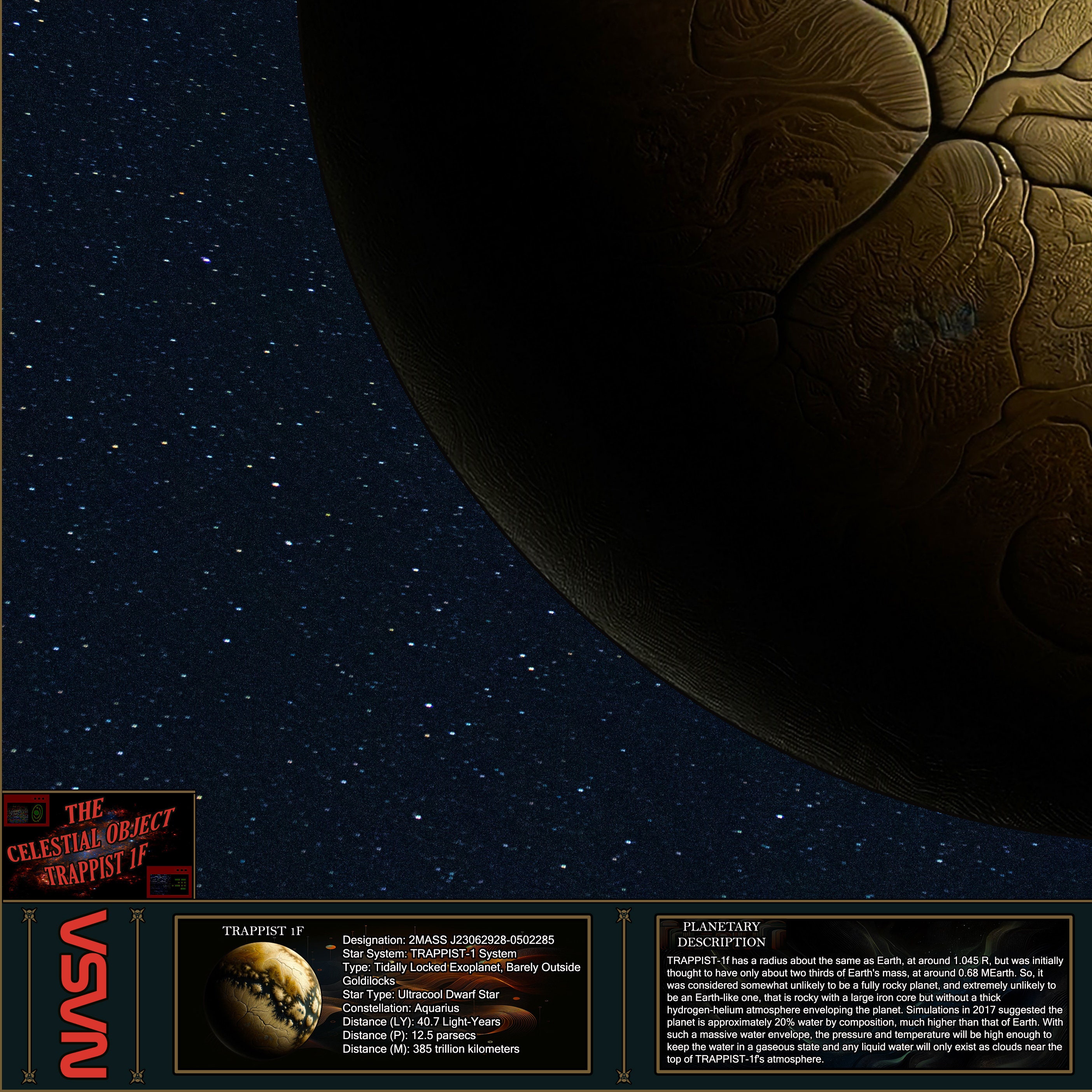 Trappist-1f Exoplanet Poster: NASA Sci-fi Wall Art (digital Download ...