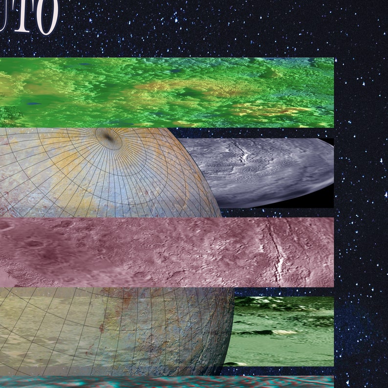 Layers of Pluto Topographical Infographic, Geographical Chart of the ...