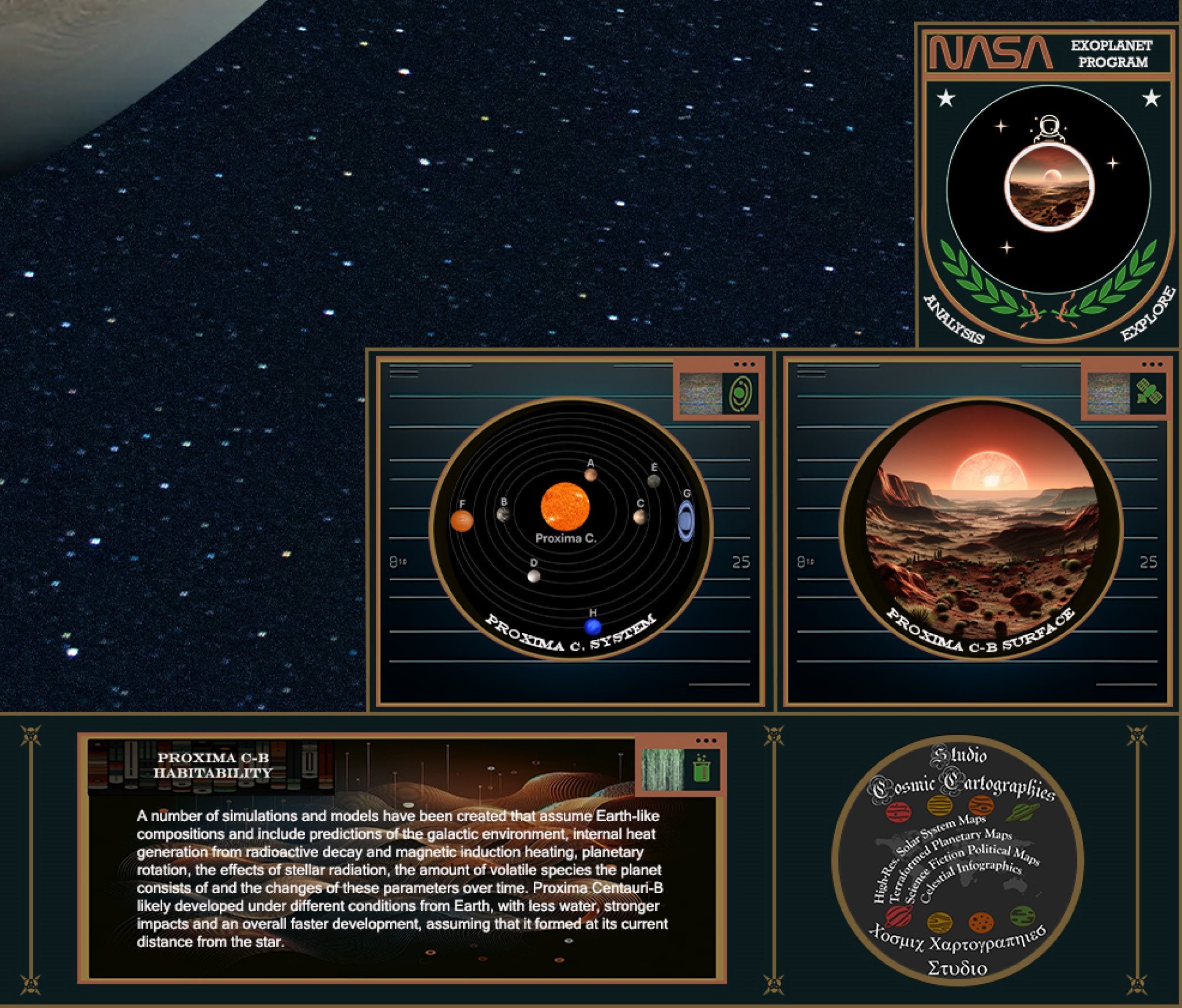 Exoplanet Proxima Centauri B Infographic Poster. Sci-fi Wall Art Print ...