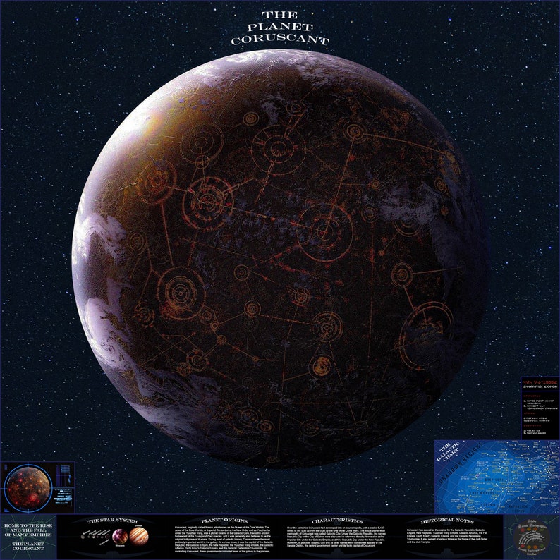 Infographic Lore Map of Coruscant. High-quality Sci-fi Infographic Sci ...