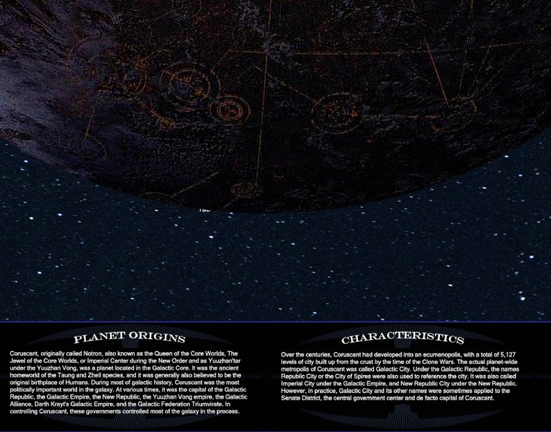 Infographic Lore Map of Coruscant. High-quality Sci-fi Infographic Sci ...