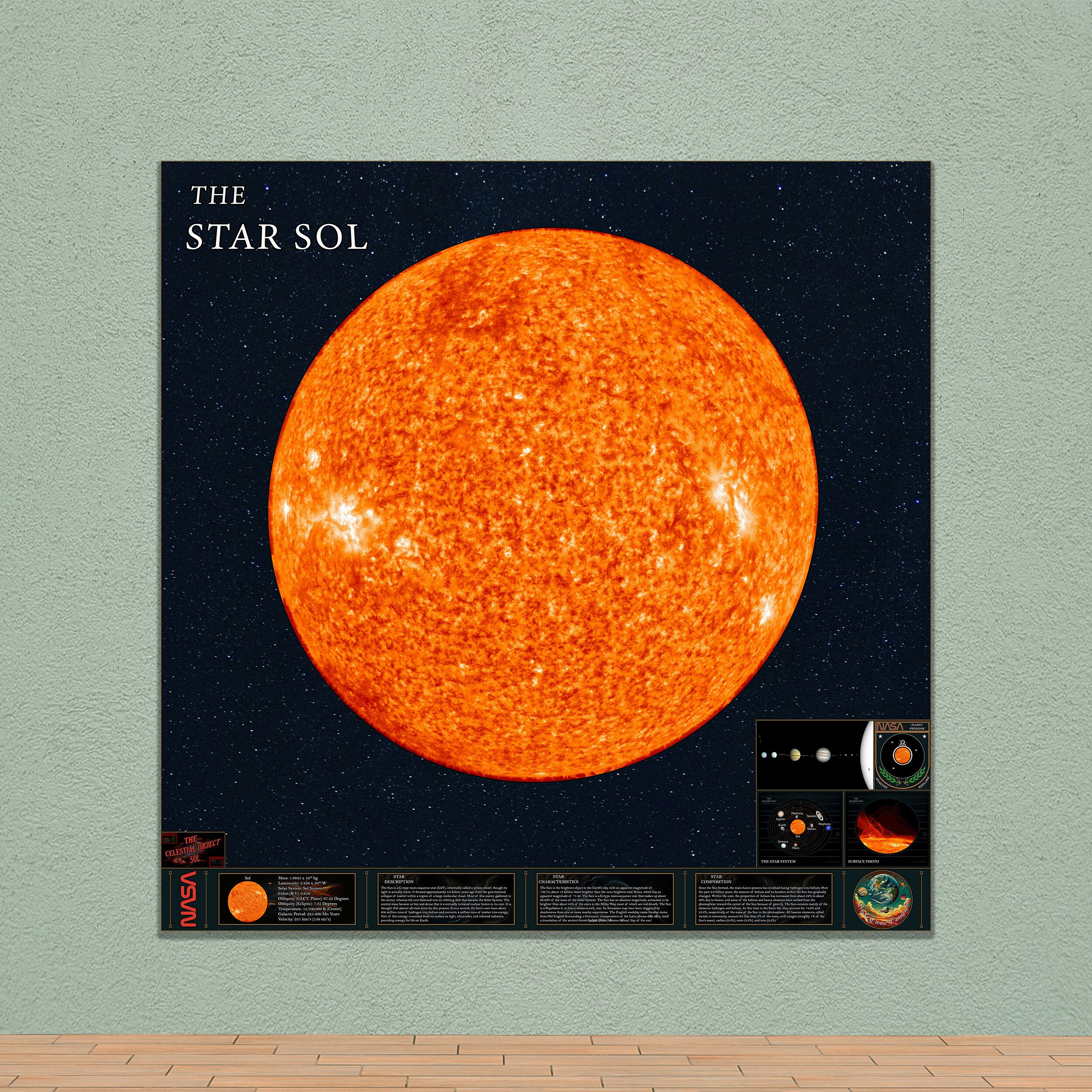 The Sun Sol Infographic Poster. Sci-fi Wall Art Print, High-quality ...