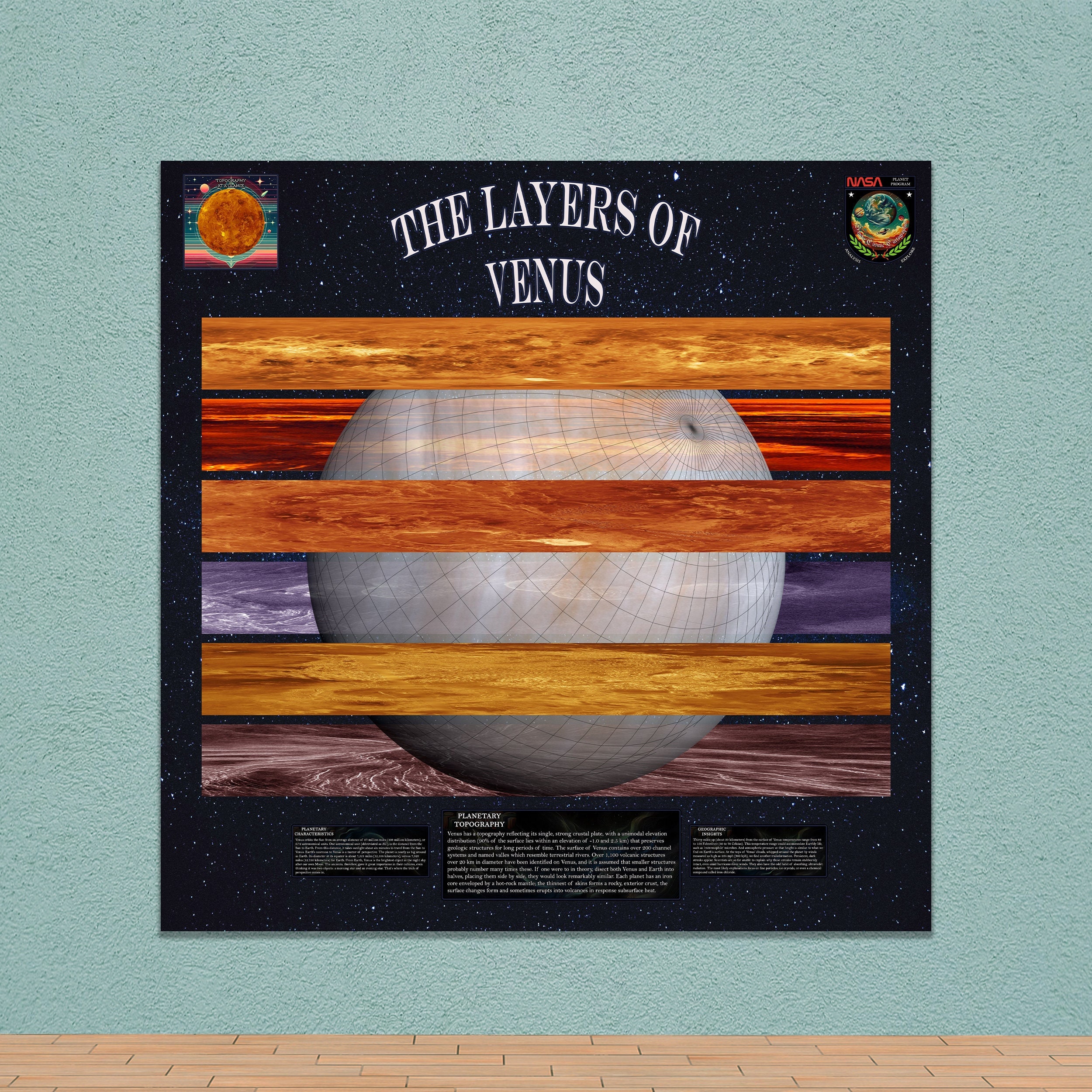 Layers of Venus Topographical Infographic, Geographical Chart of the ...