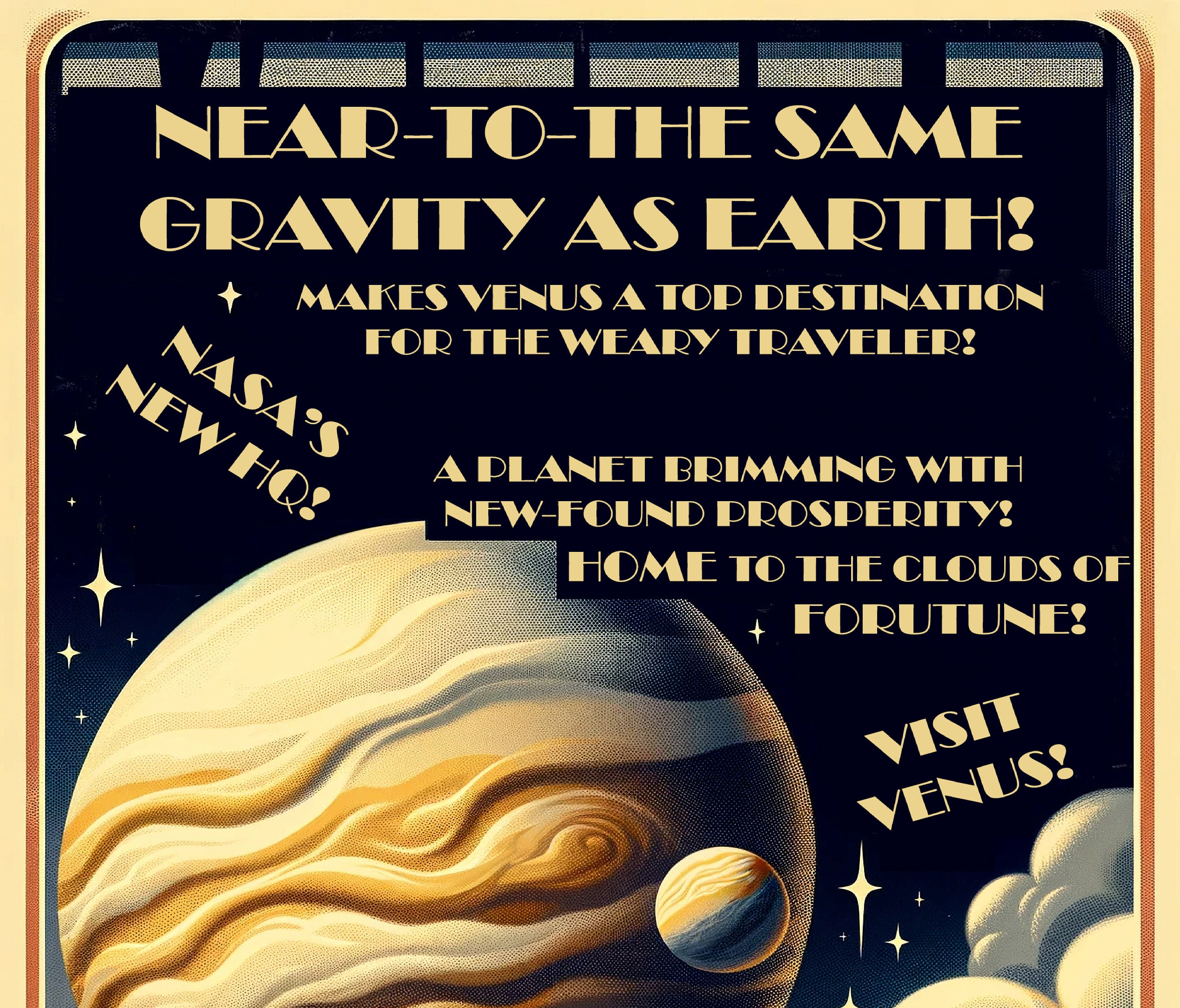 Descriptive Venus Retro Travel Poster. Sci-fi NASA Punk Printable Wall ...