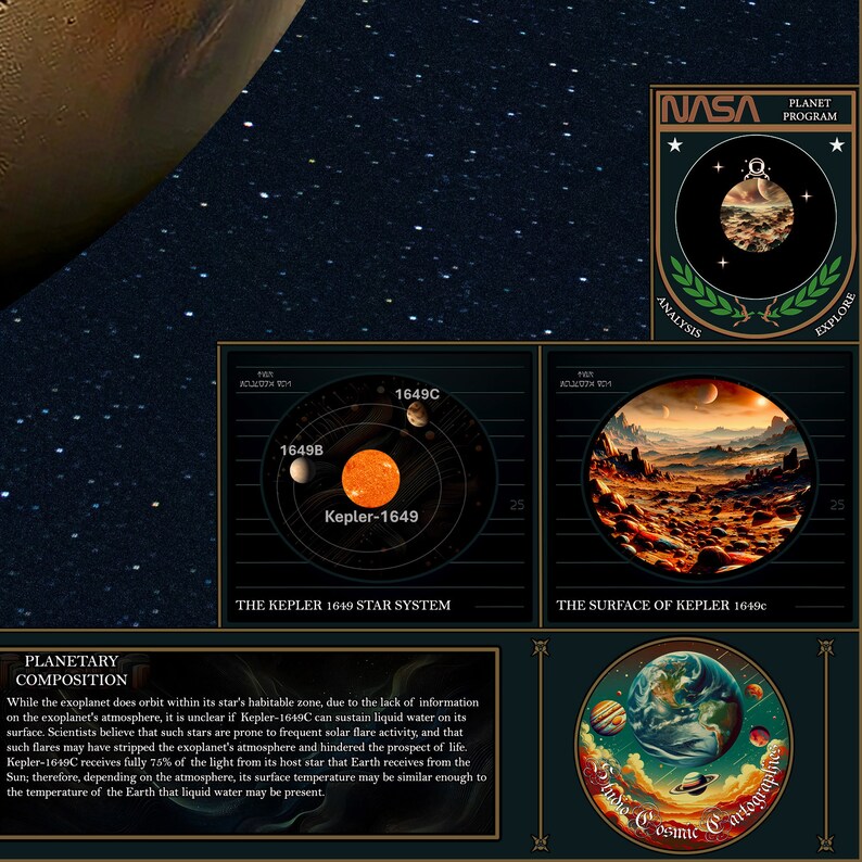 Kepler-1649c Exoplanet Infographic Poster. Sci-fi Wall Art Print, High ...