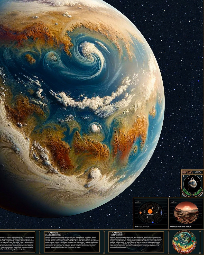 Proxima Centauri B Exoplanet Infographic Poster. Sci-fi Wall Art Print, High-quality NASA ...