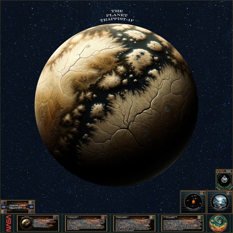 Trappist-1f Exoplanet Infographic Poster. Sci-fi Wall Art Print, High ...