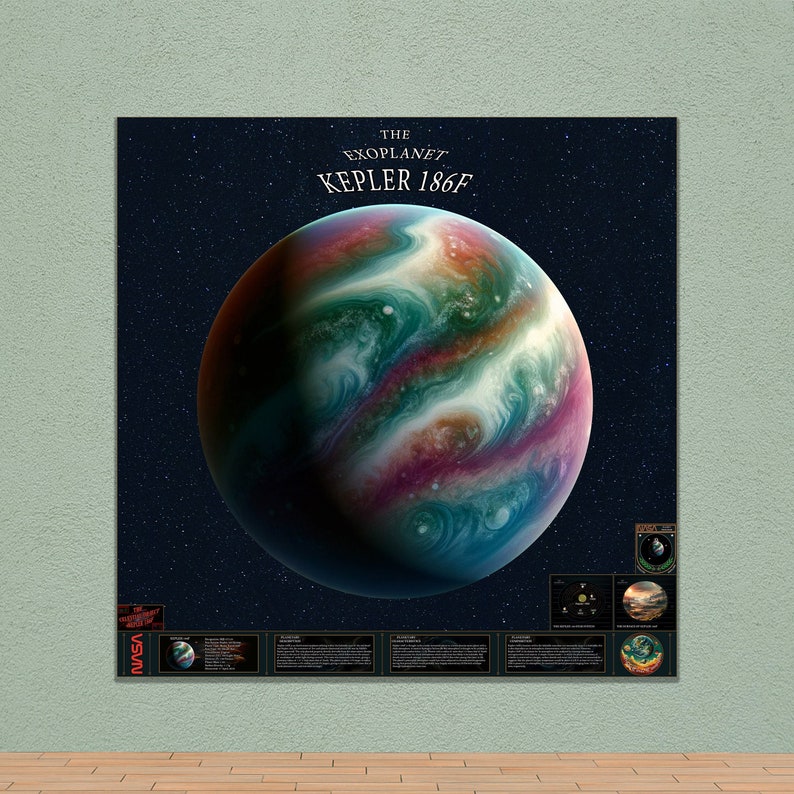 Kepler-186f Exoplanet Infographic Poster. Sci-fi Wall Art Print, High ...