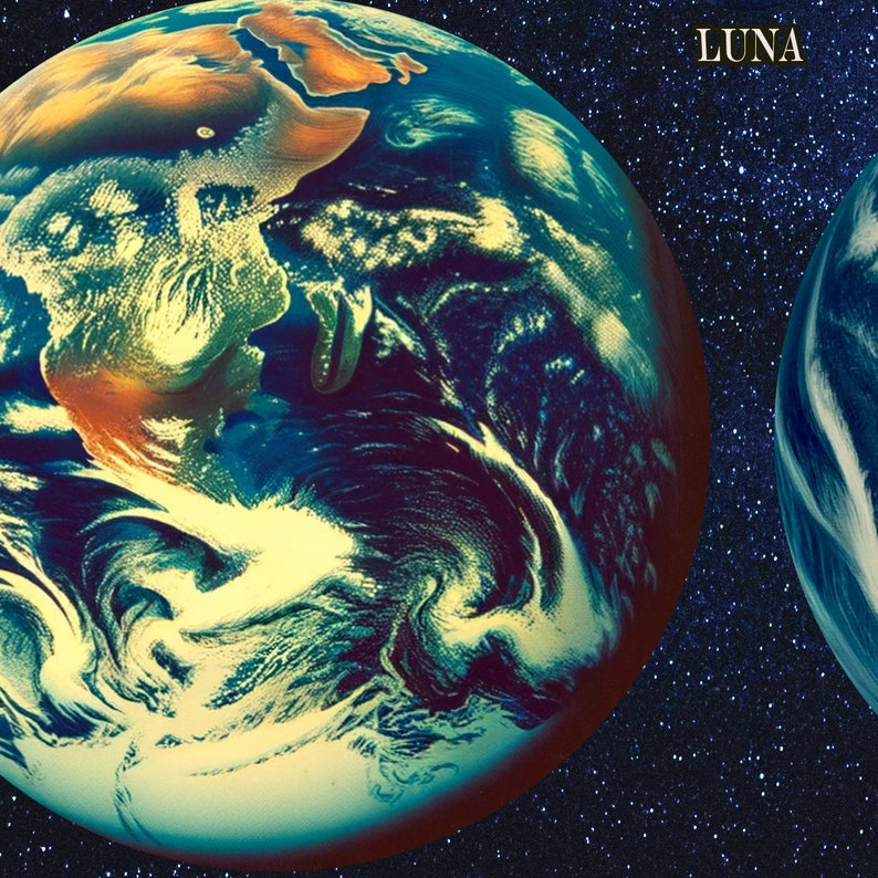 Planet Retro Earth Infographic Poster. Sci-fi Wall Art Print, High ...