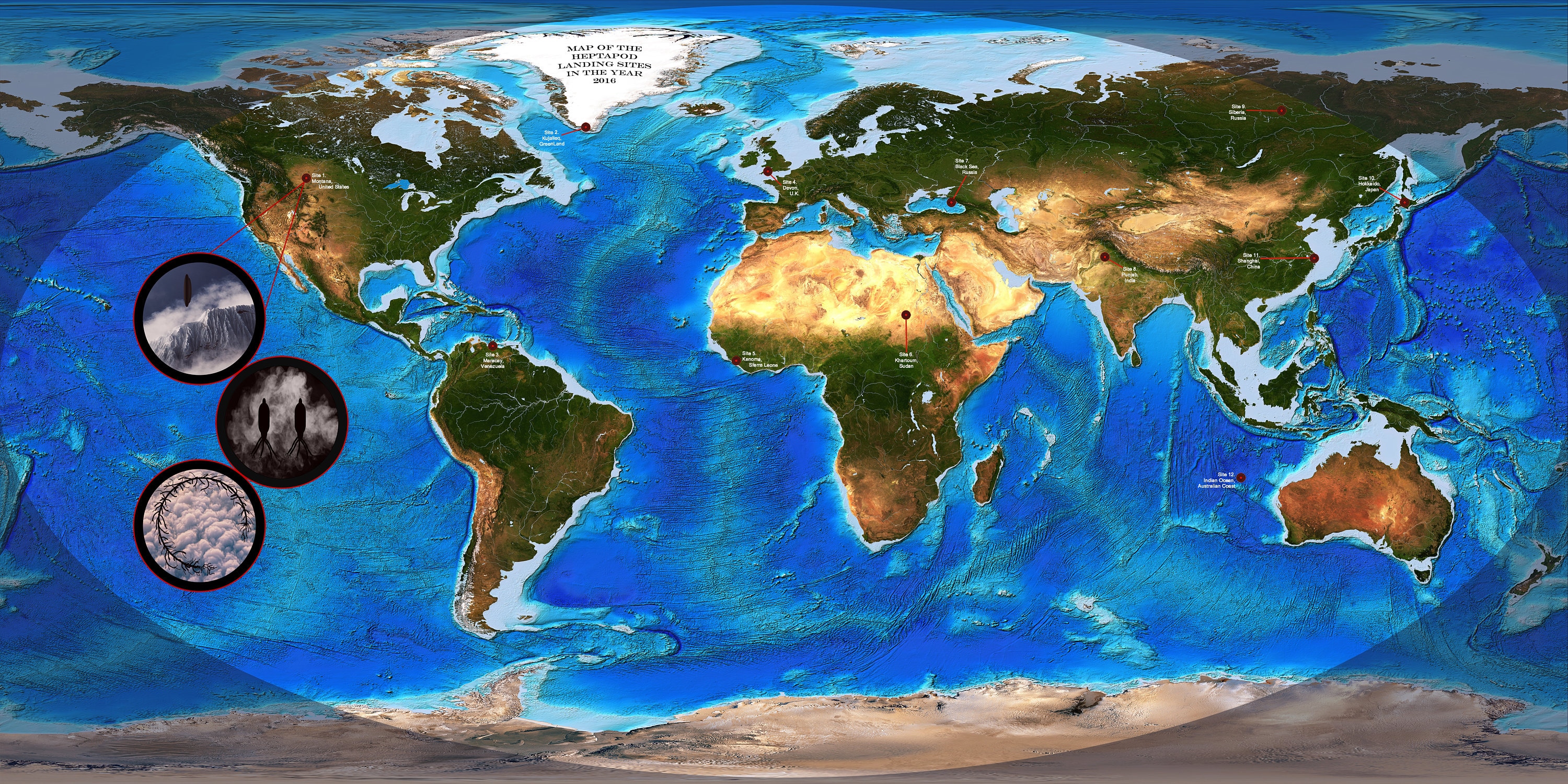 Map of Heptapod Alien Landing Sites. Inspired by the Film: - Etsy