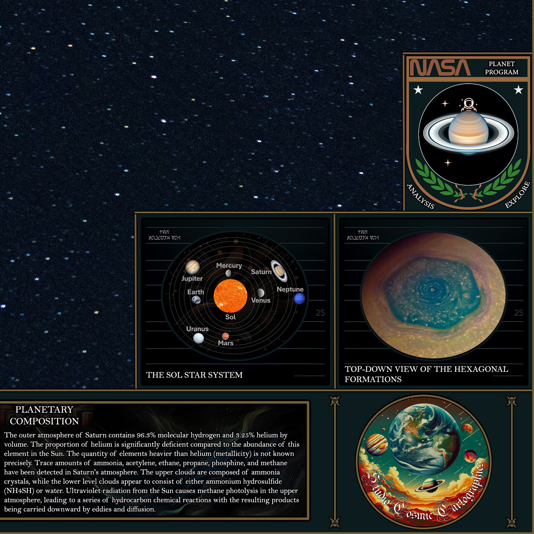 Planet Saturn Infographic Poster: NASA Sci-fi Wall Art (digital ...