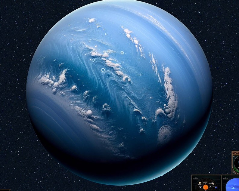 Planet Neptune Infographic Poster. Sci-fi Wall Art Print, High-quality ...