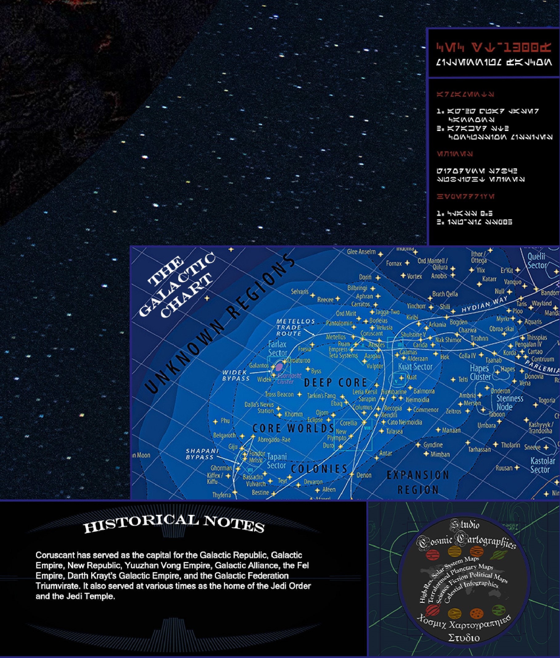 Infographic Lore Map of Coruscant. High-quality Sci-fi Infographic Sci ...