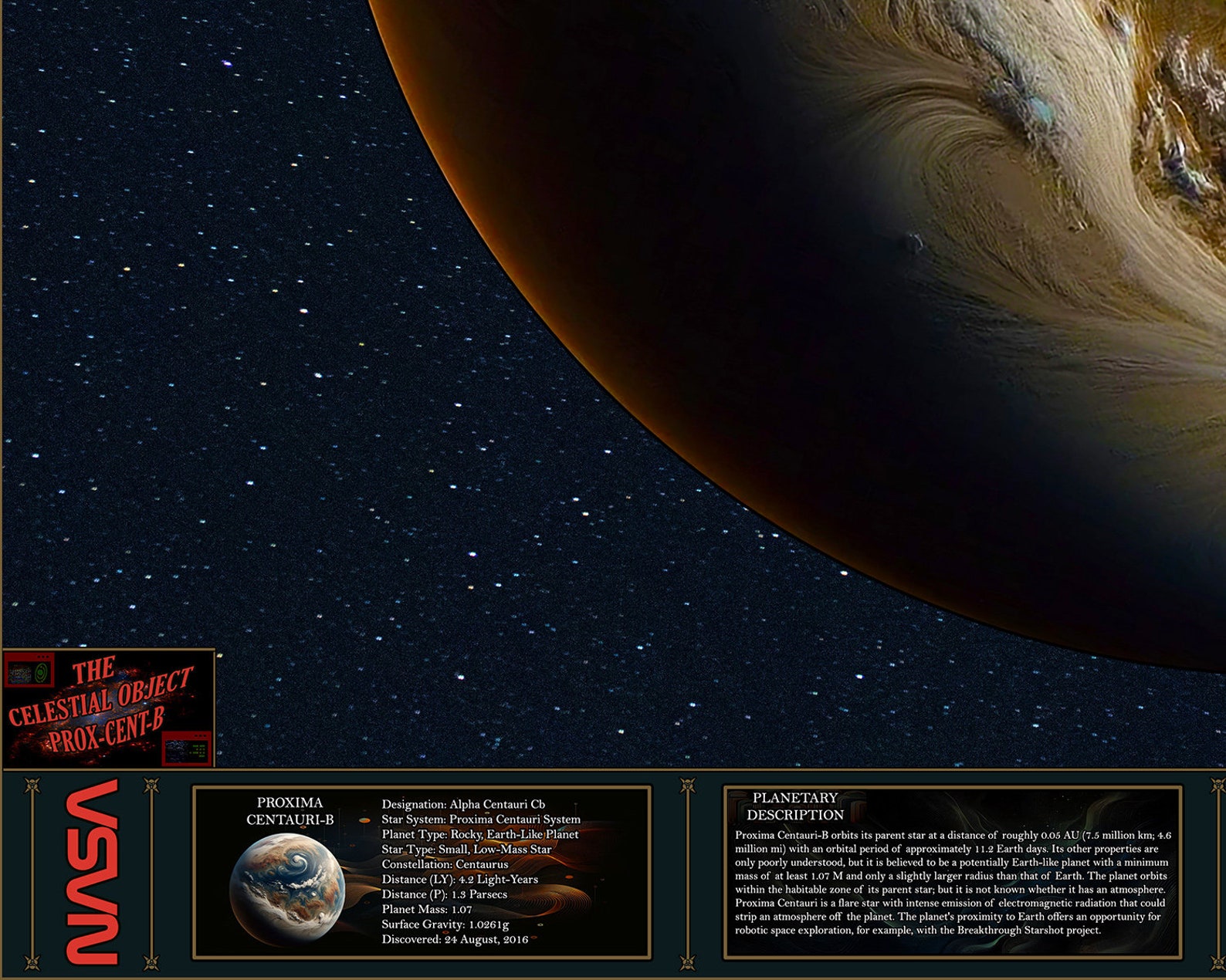 Proxima Centauri B Exoplanet Infographic Poster. Sci-fi Wall Art Print, High-quality NASA ...