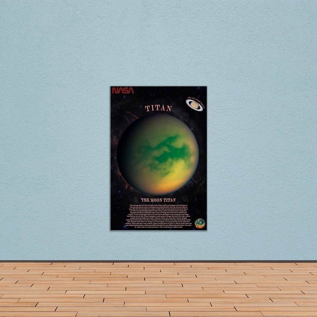 Titan Moon Poster (outer Space Giclée Fine Print) Nasa-inspired Office ...
