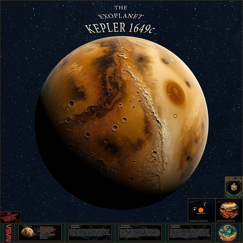 Kepler-1649c Exoplanet Infographic Poster. Sci-fi Wall Art Print, High ...