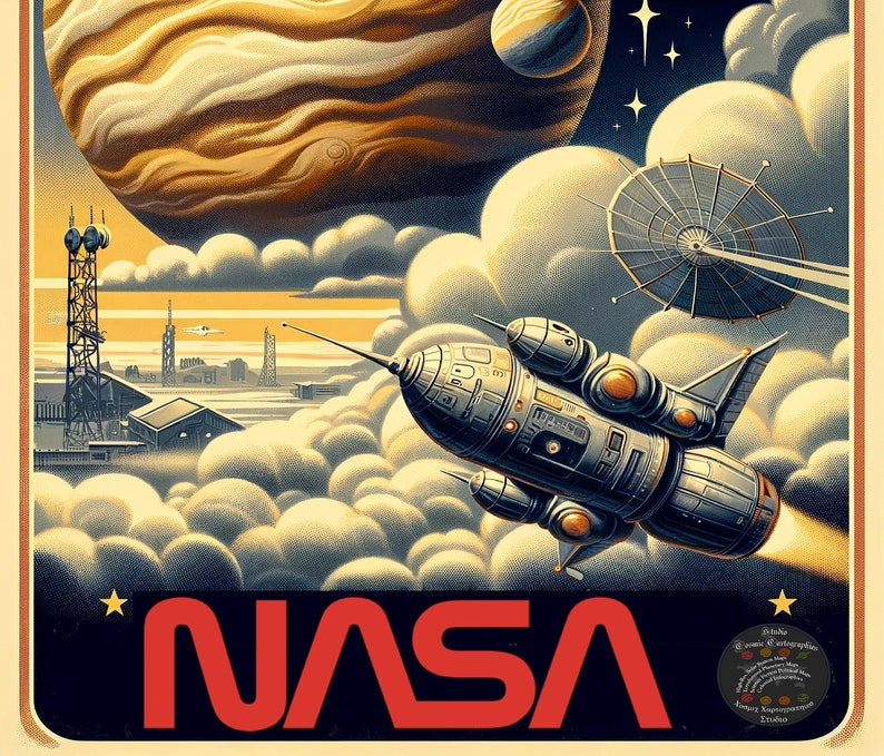 Descriptive Venus Retro Travel Poster. Sci-fi NASA Punk Printable Wall ...