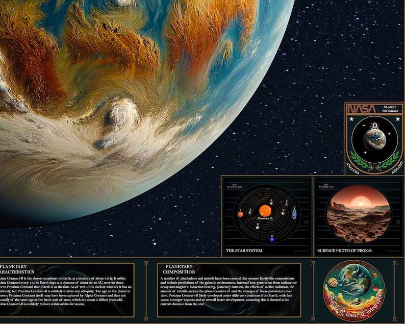 Proxima Centauri B Exoplanet Infographic Poster. Sci-fi Wall Art Print ...