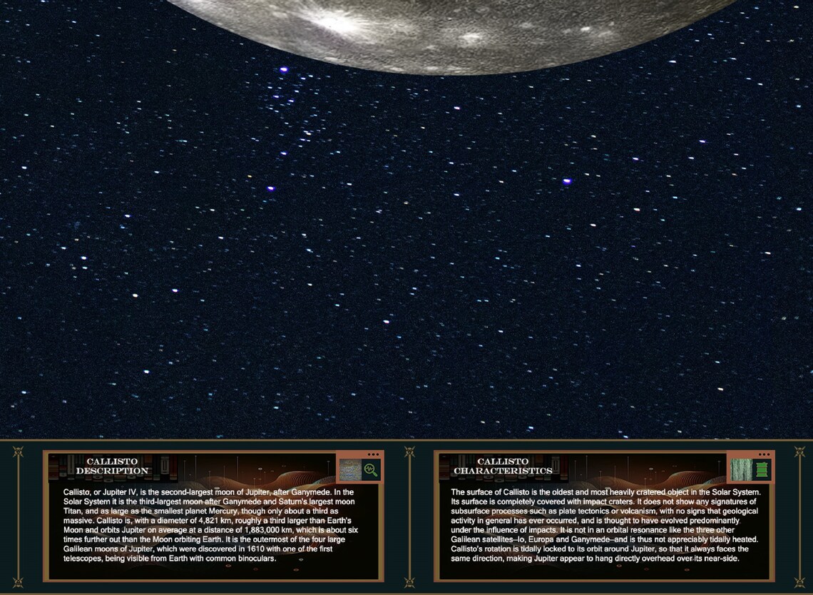 Callisto, Jupiter's Moon Infographic Poster. Sci-fi Wall Art Print ...