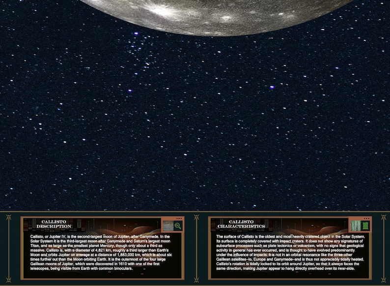 Callisto, Jupiter's Moon Infographic Poster. Sci-fi Wall Art Print ...
