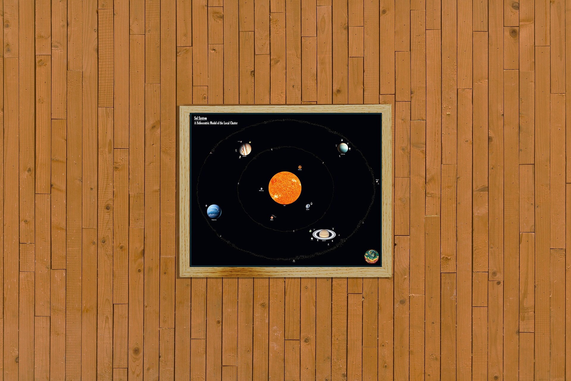 Borderless Sol System Chart Infographic Wall Art Print, High-quality ...