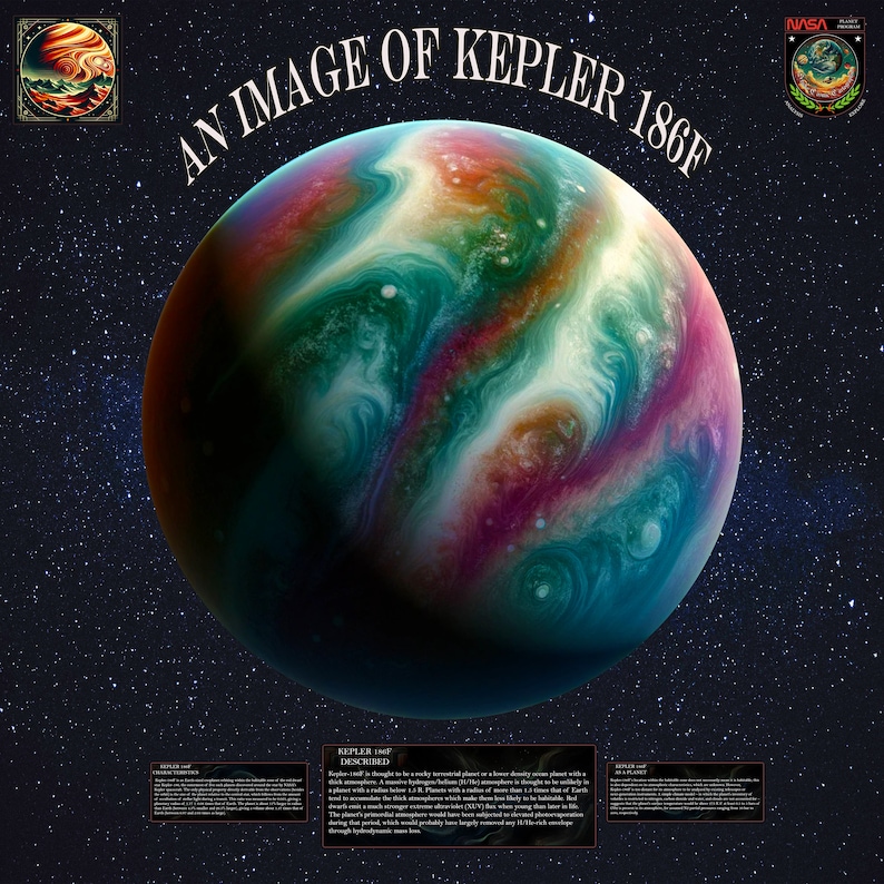 Kepler 186F Planet Poster: Sci-fi NASA Infographic Art (digital ...