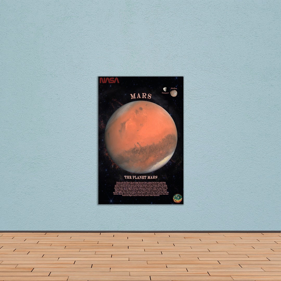 Mars Poster, Outer Space Wall Print, NASA Inspired Office Wall Décor ...