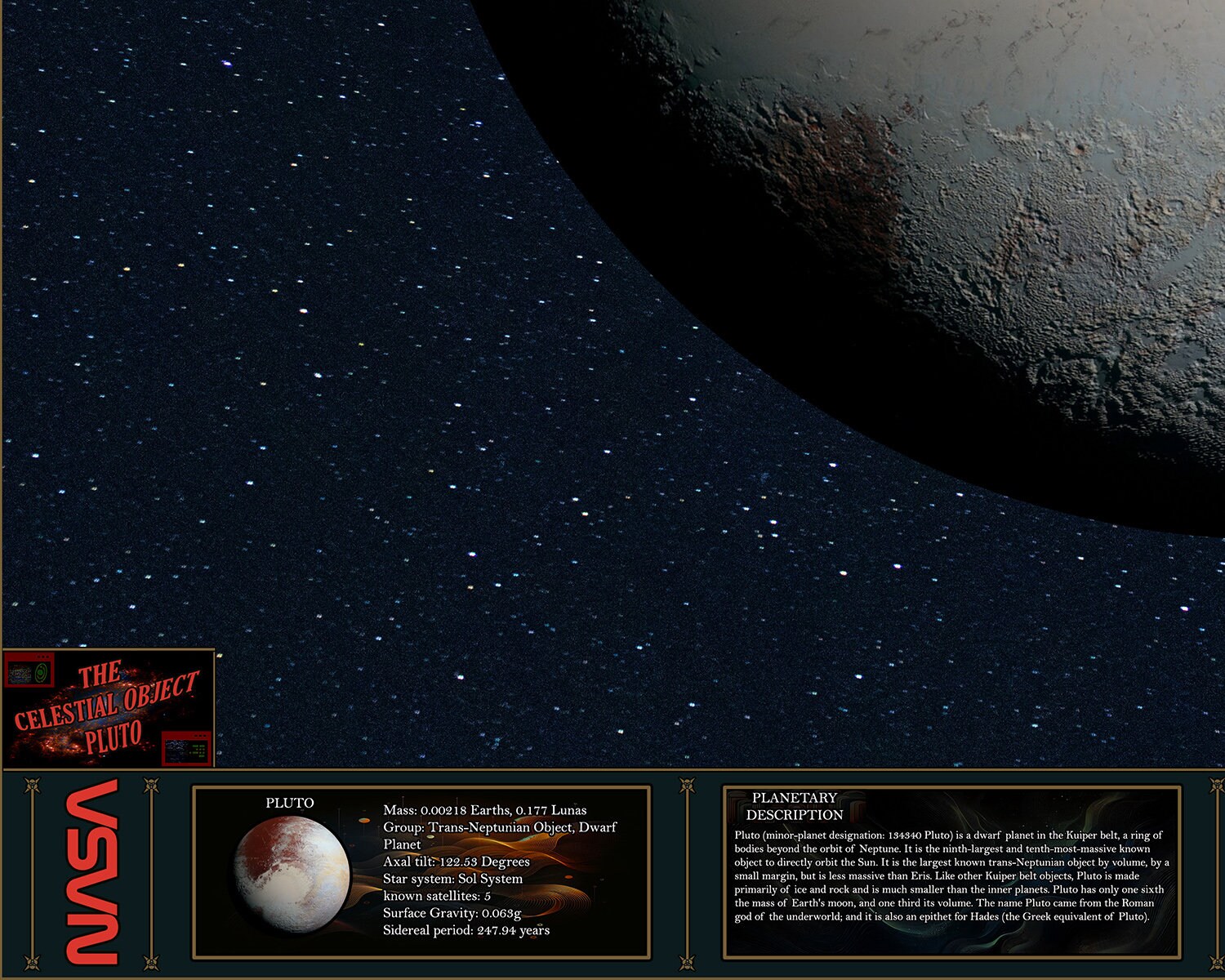 Pluto, the Dwarf Planet Infographic Poster. Sci-fi Wall Art Print, High ...