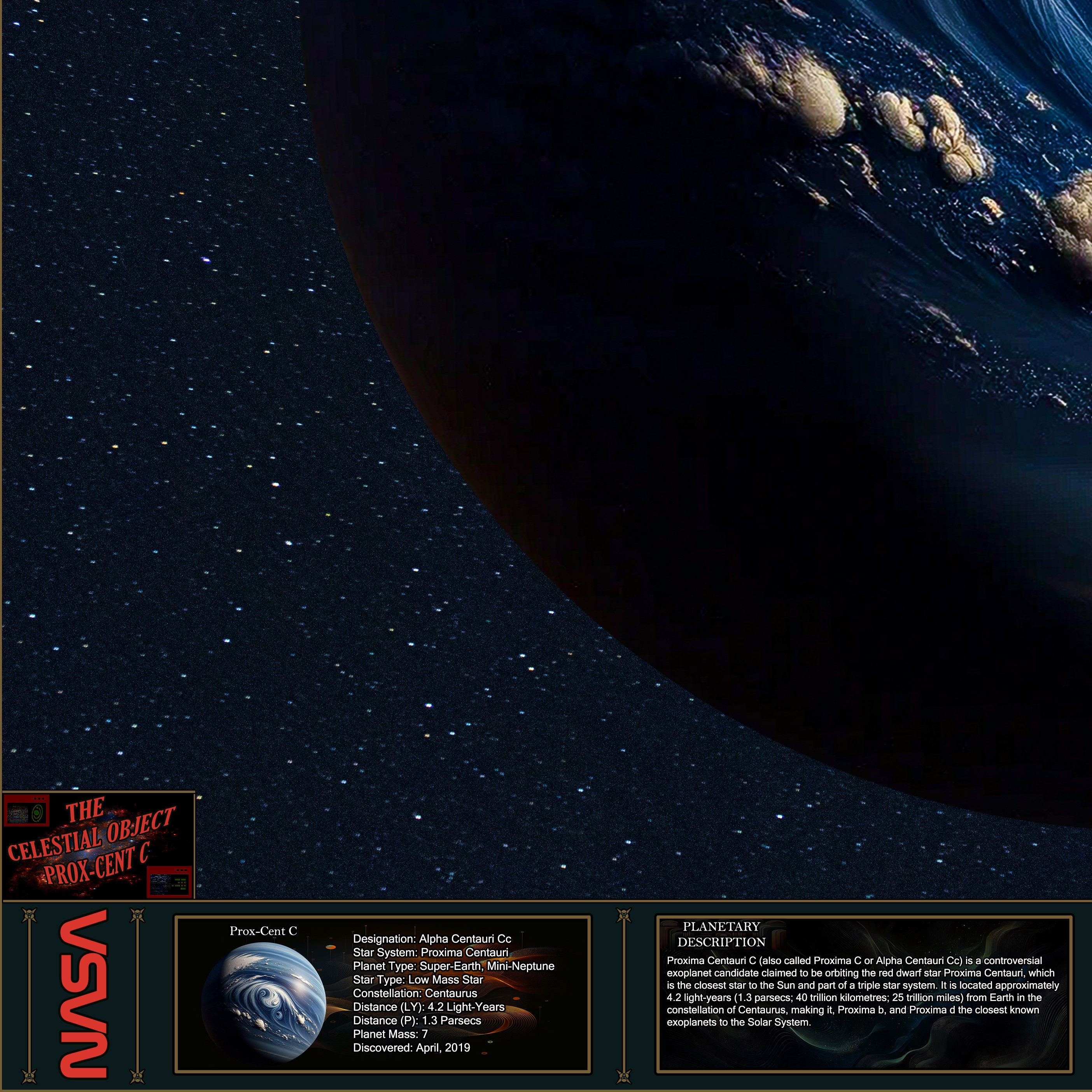 Proxima Centauri C Exoplanet Infographic Poster. Sci-fi Wall Art Print ...