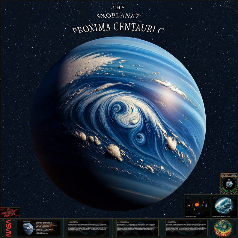 Proxima Centauri C Exoplanet Infographic Poster. Sci-fi Wall Art Print ...