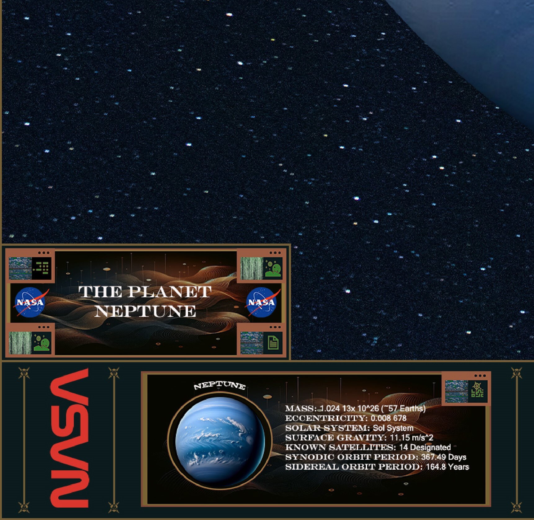 Planet Neptune Infographic Poster. Sci-fi Wall Art Print, High-quality ...