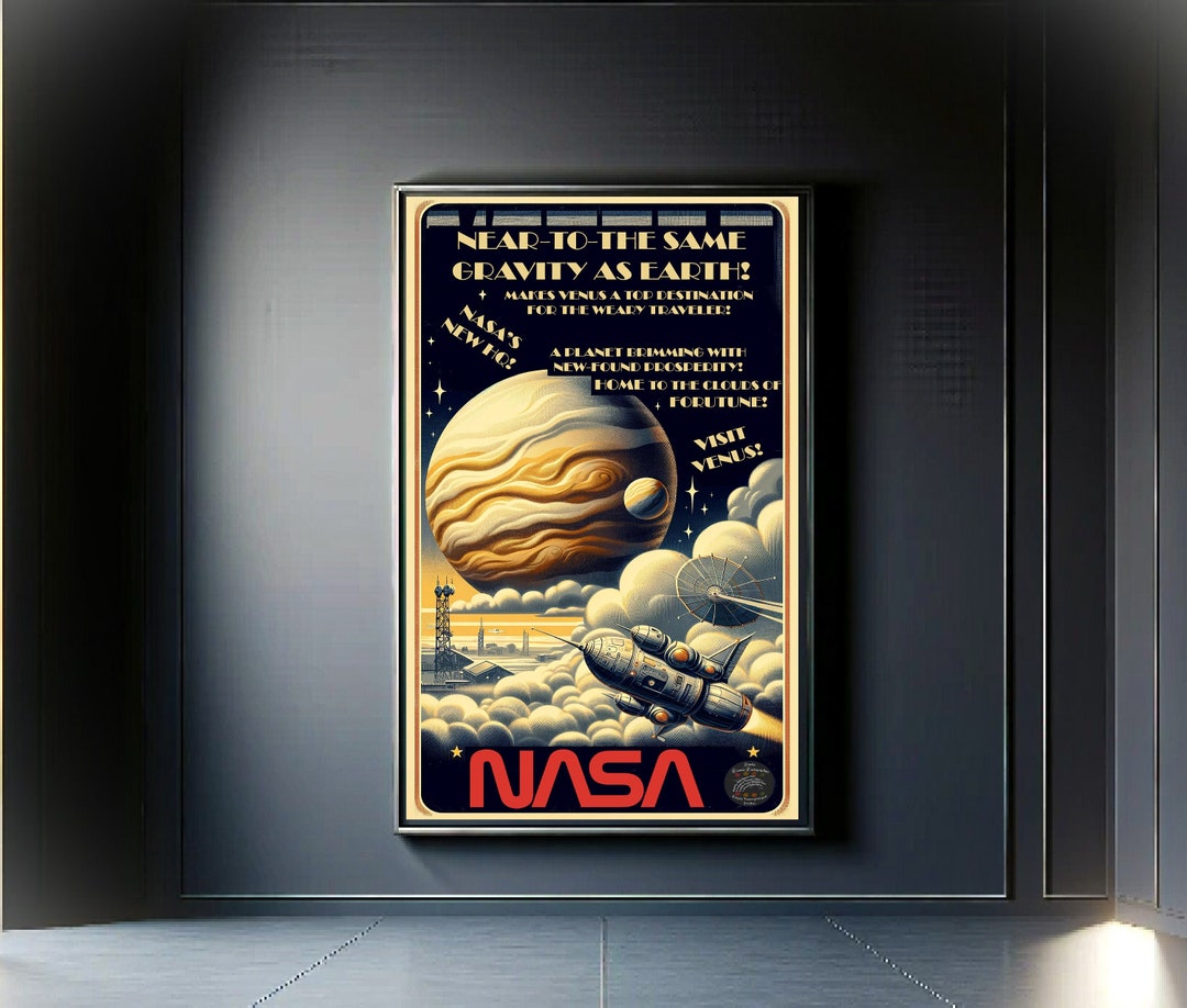 Descriptive Venus Retro Travel Poster. Sci-fi NASA Punk Printable Wall ...