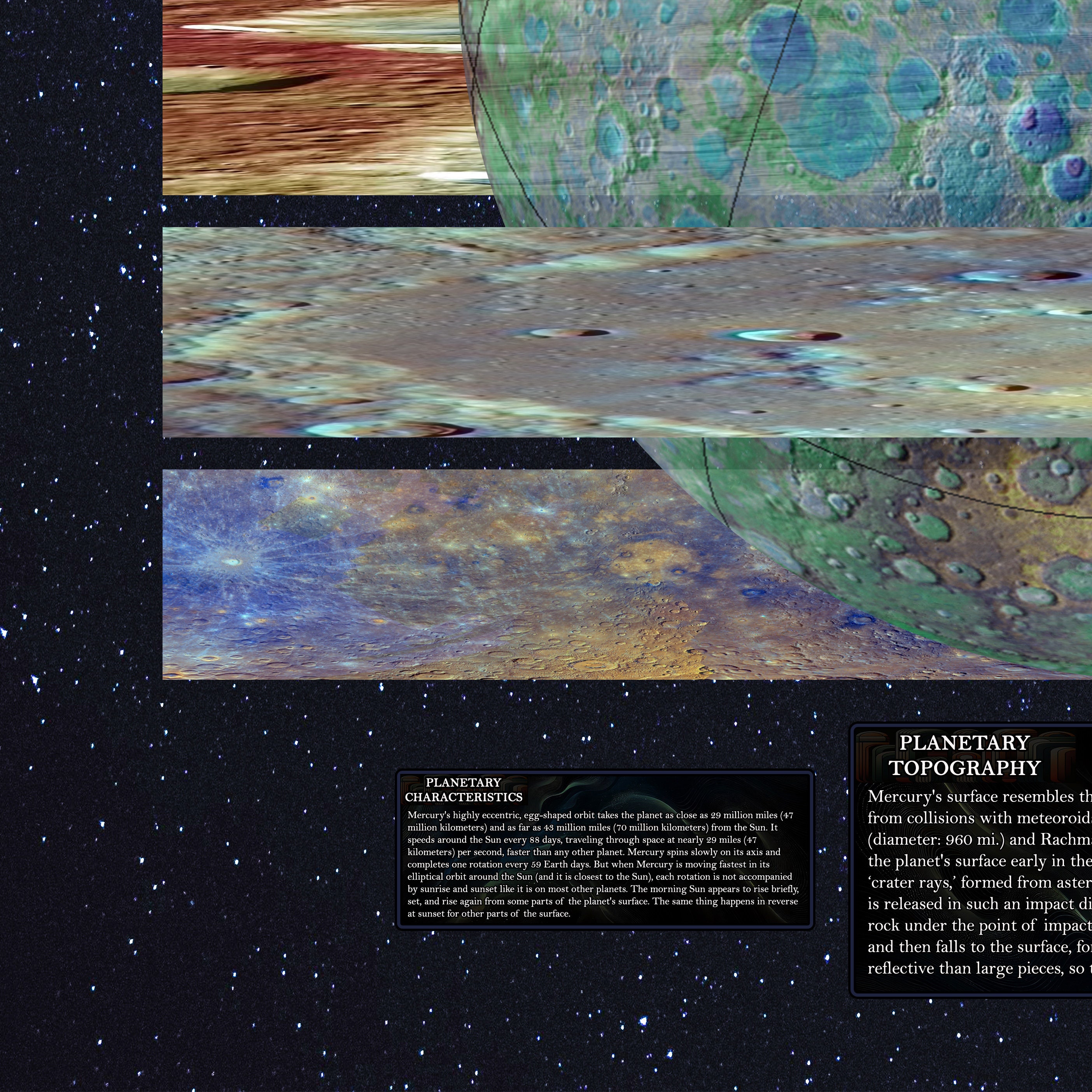 Mercury Topographical Chart Print: Planet Surface Infographic (digital ...