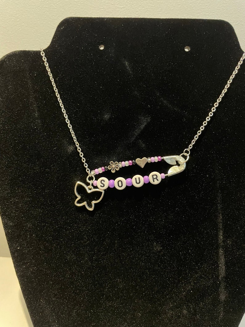 SOUR Safety Pin Necklace - Olivia Rodrigo Inspired - Etsy