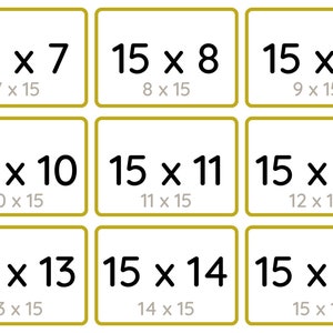 Multiplication Flashcards (timetables 1 to 15) - Etsy