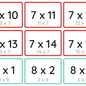 Multiplication Flashcards (timetables 1 to 15) - Etsy